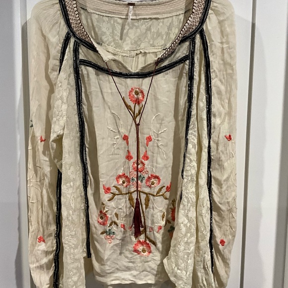 Free People | Tops | Boho Free People Embroidered Tunic Top | Poshmark